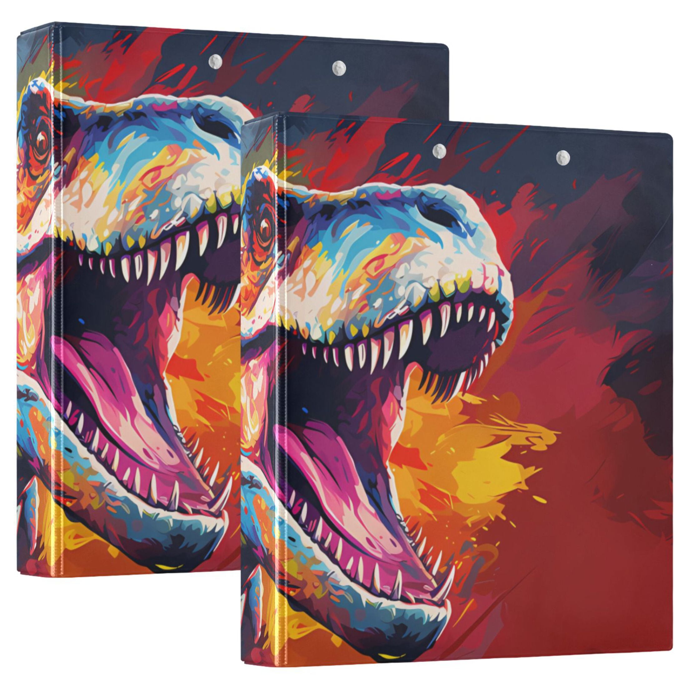 Dinosaur Head Colorful 3 Ring Binders 1.5 inch Hardcover File Folders ...