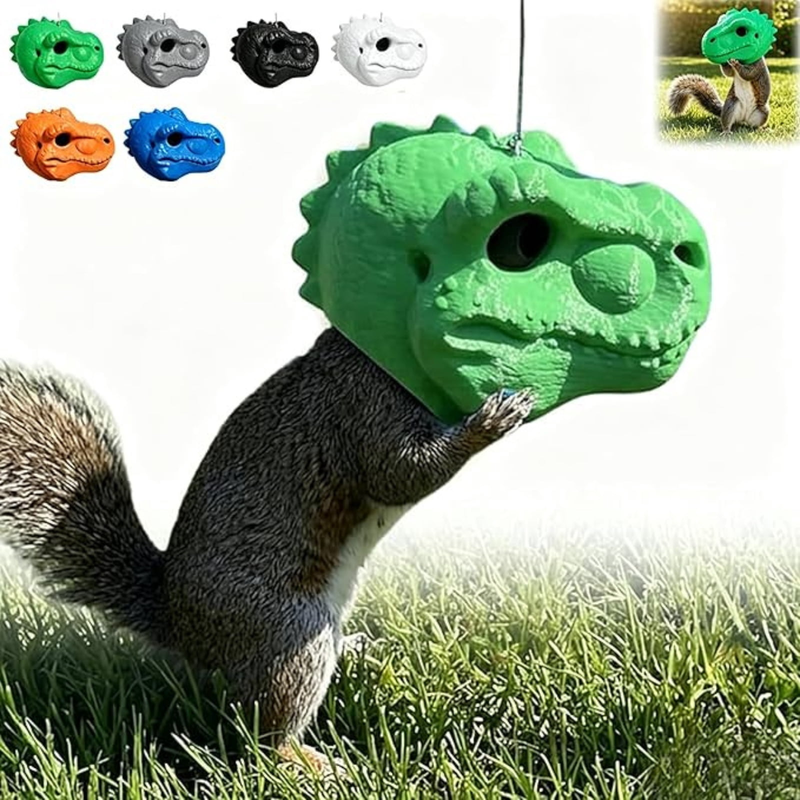 Dinosaur Head Squirrel Feeder, T-Rex Shaped Hanging Feeder, Sturdy ...