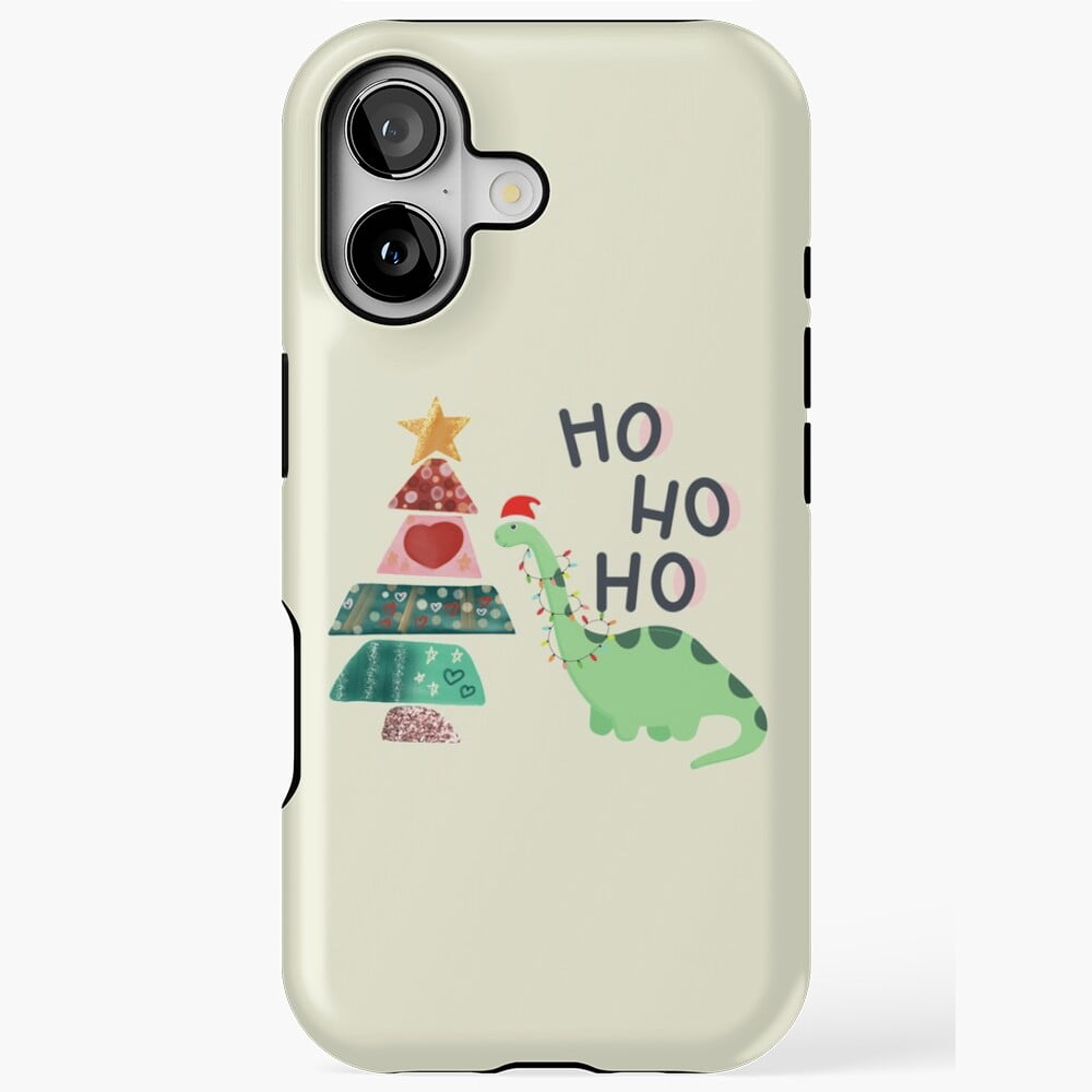 Dinosaur Holiday Lights Tree Gift Fun iPhone Case 17 through 11 Pro Max ...