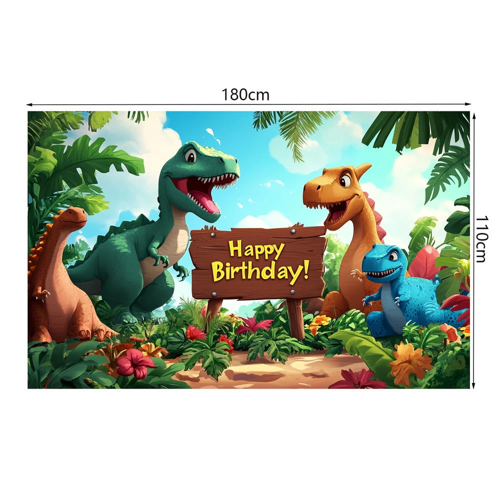 Dinosaur Jungle Birthday Party Backdrop Polyester Photo Booth ...