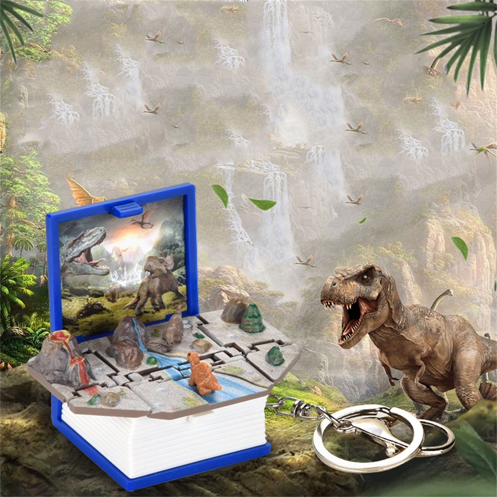 Dinosaur Keychain Fidget Toy 2 Inch Foldable 3D Book Shape Stress ...