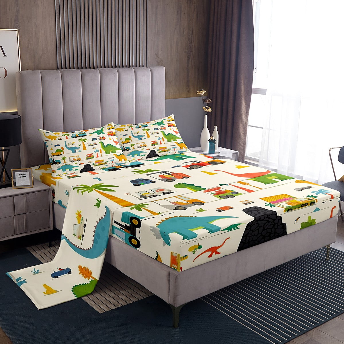 Dinosaur Kids Bed Sheets Set Twin for Boys Girls Cute Dinosaur Sheet Set 3 Pcs, Cartoon ...