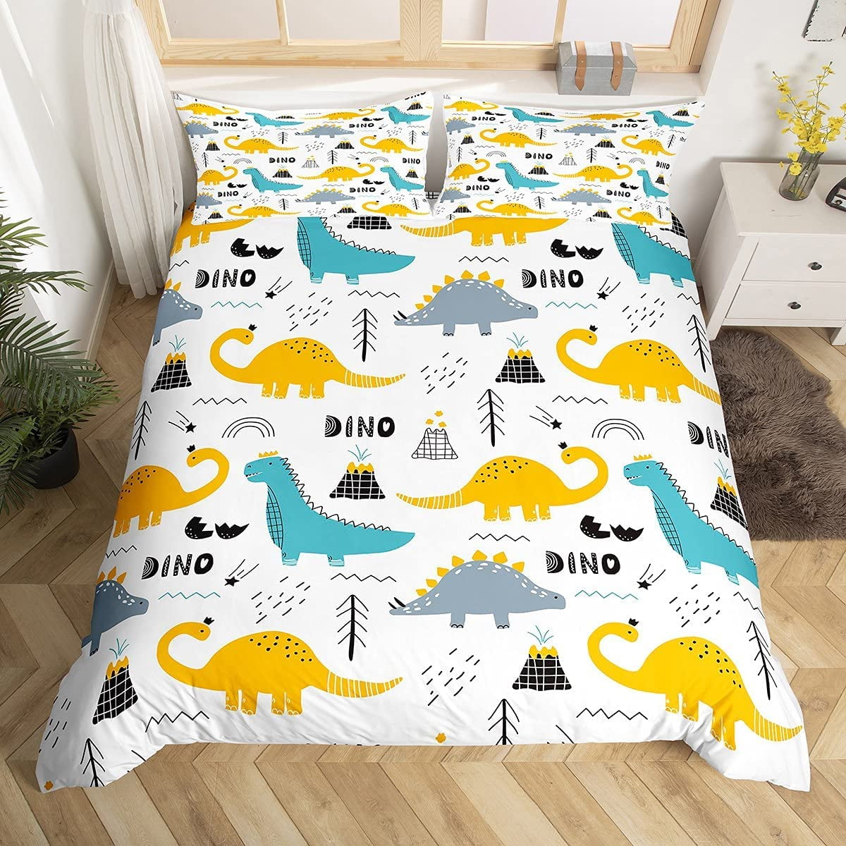 Dinosaur Kids Bedding Set for Boys Girls Cute Cartoon Dinosaur ...