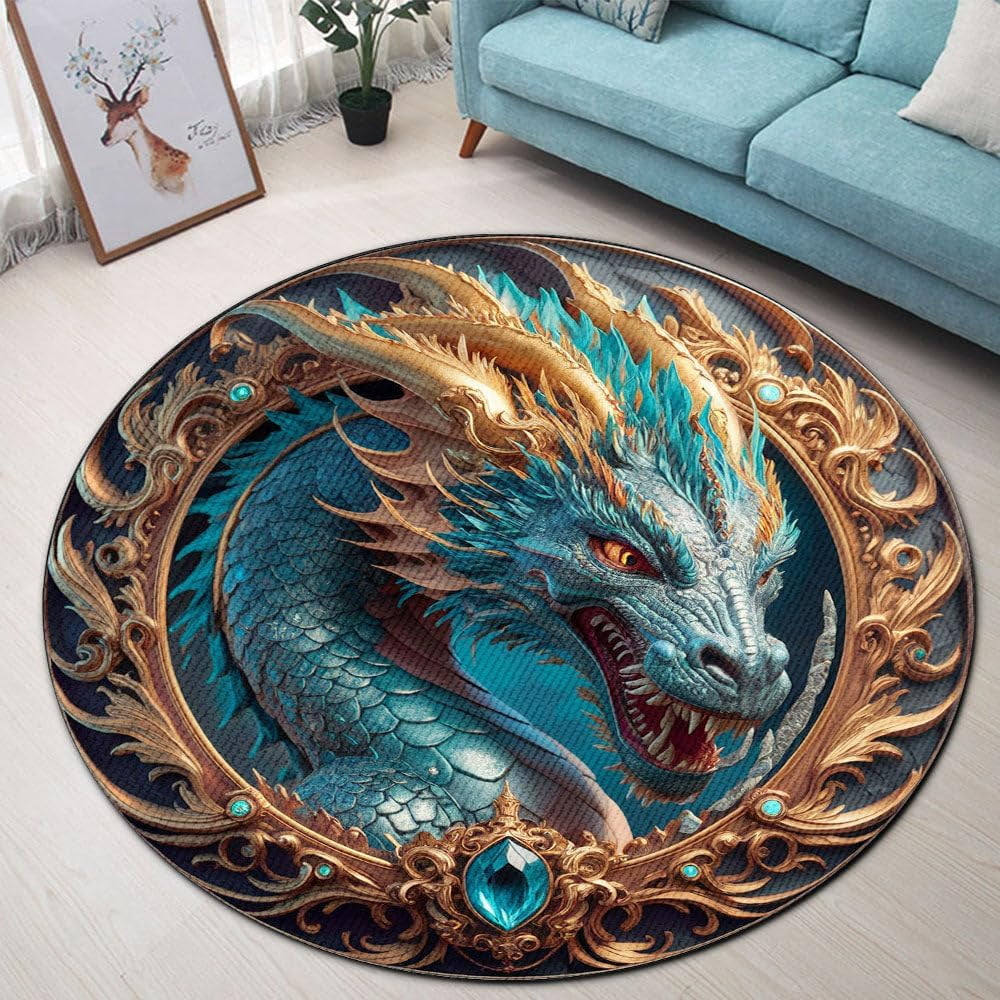 Dinosaur Kids Round Area Rug, cute dino circle carpet for playroom ...