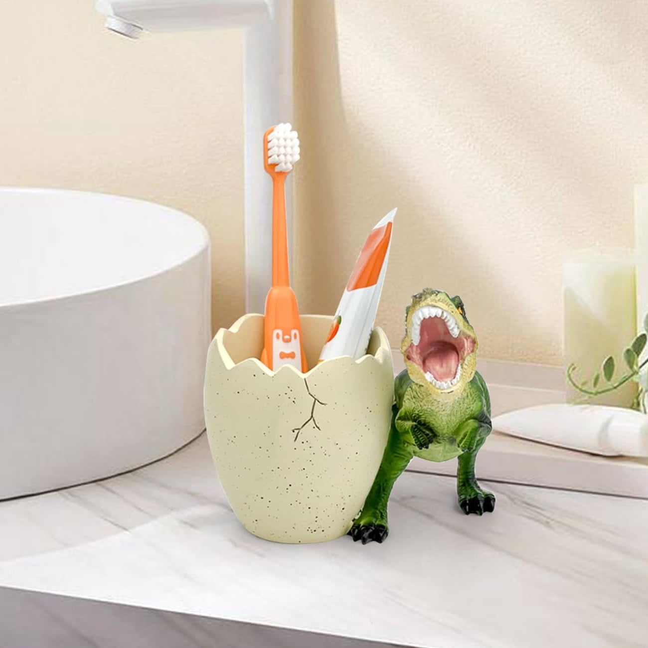 Dinosaur Kids Toothbrush Holder for Bathroom – Cute Dino Toothbrush and ...