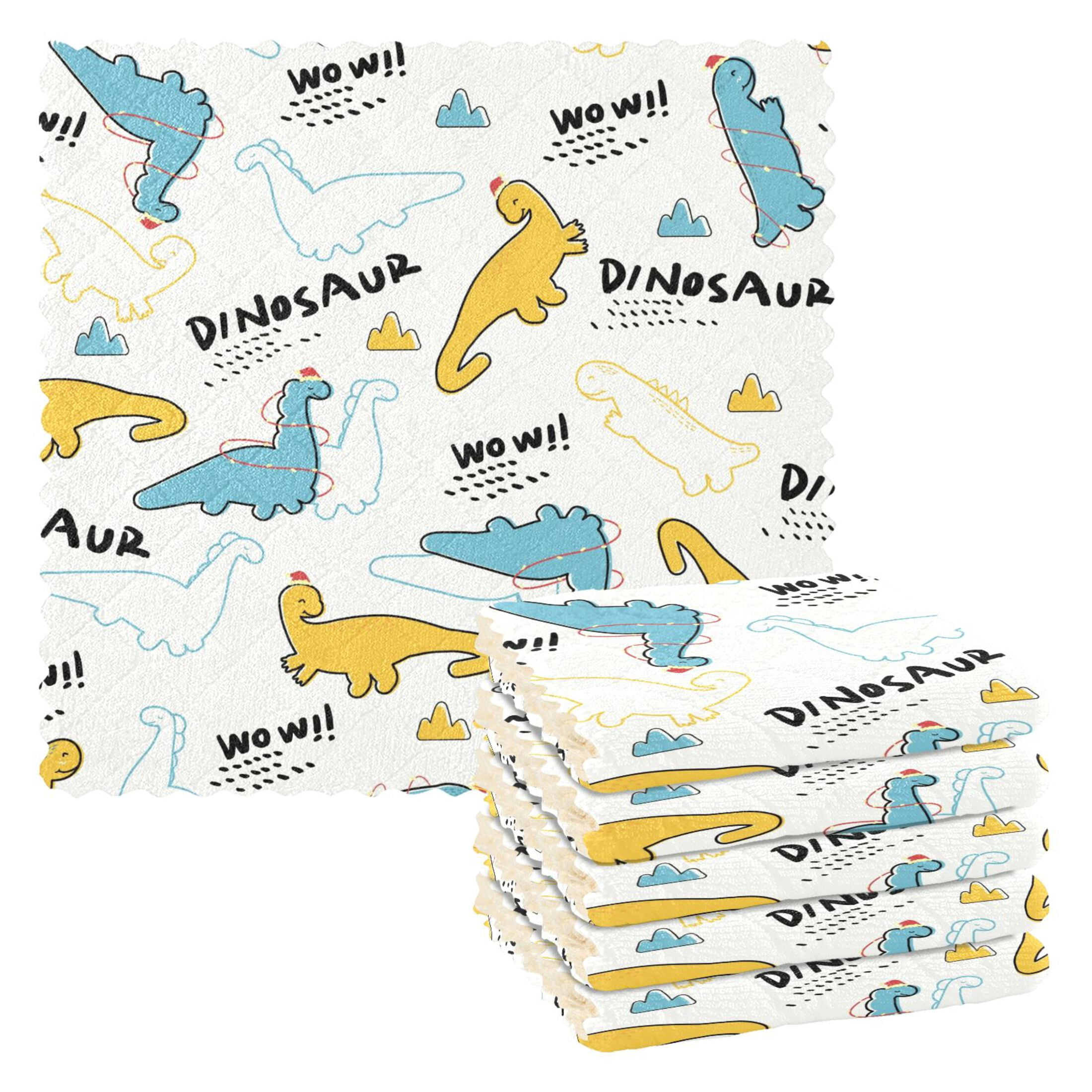 Dinosaur Kitchen Cloth Dish Towels for Drying Washing Absorbent Dish ...