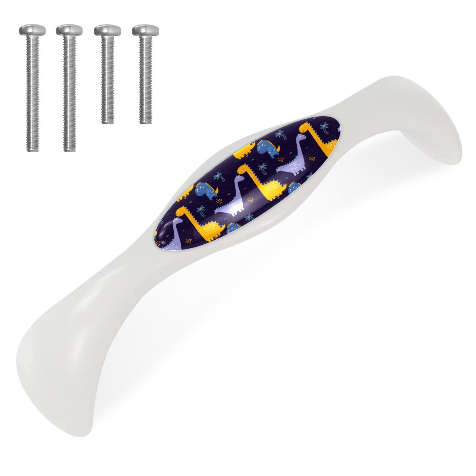 Dinosaur Knob 4 Pack Arched Drawer Pulls Crystal Glass White Knobs with ...