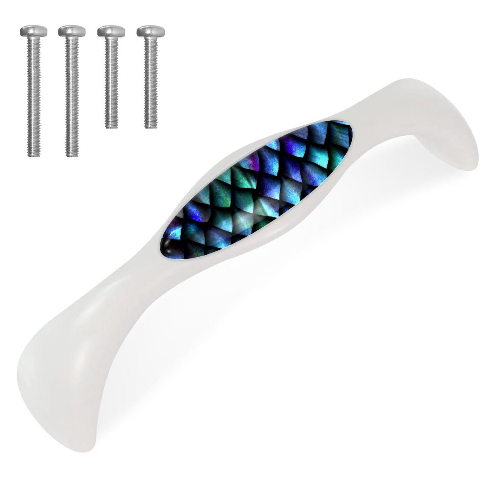 Dinosaur Knob 4 Pack Arched Drawer Pulls Crystal Glass White Knobs with ...