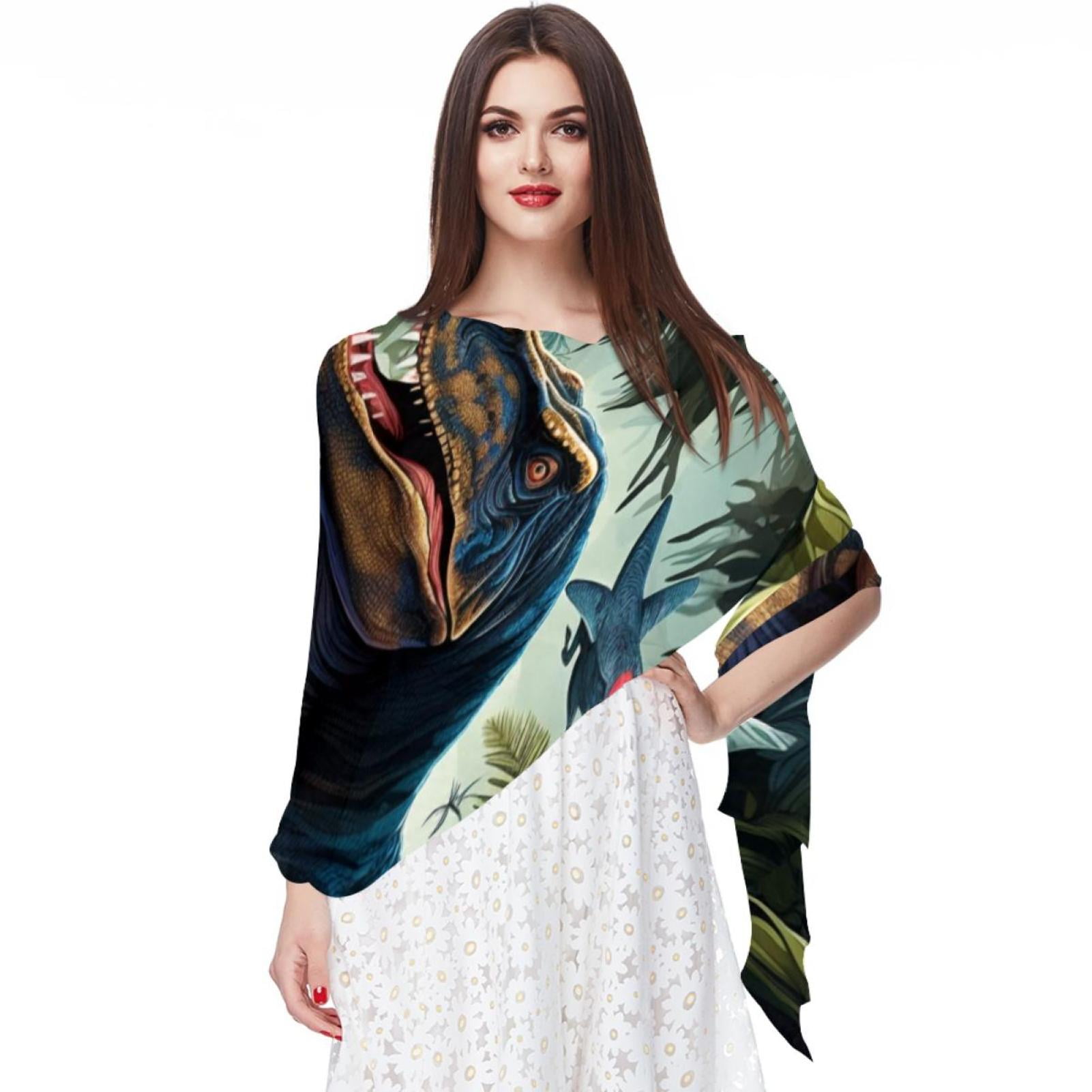 Dinosaur Light and Breathable Chiffon Yarn Silk scarf for Women ...