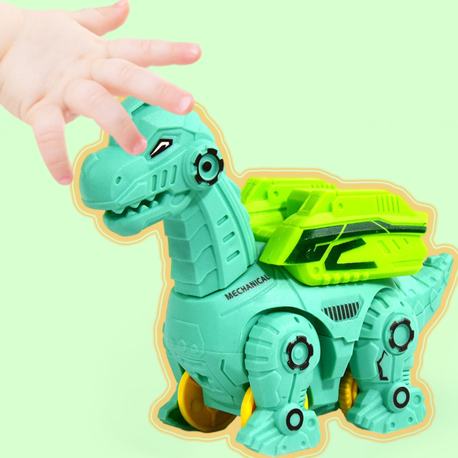 Dinosaur Mechanical Toy, Assembly Gliding Car, Press Automatic Dino ...
