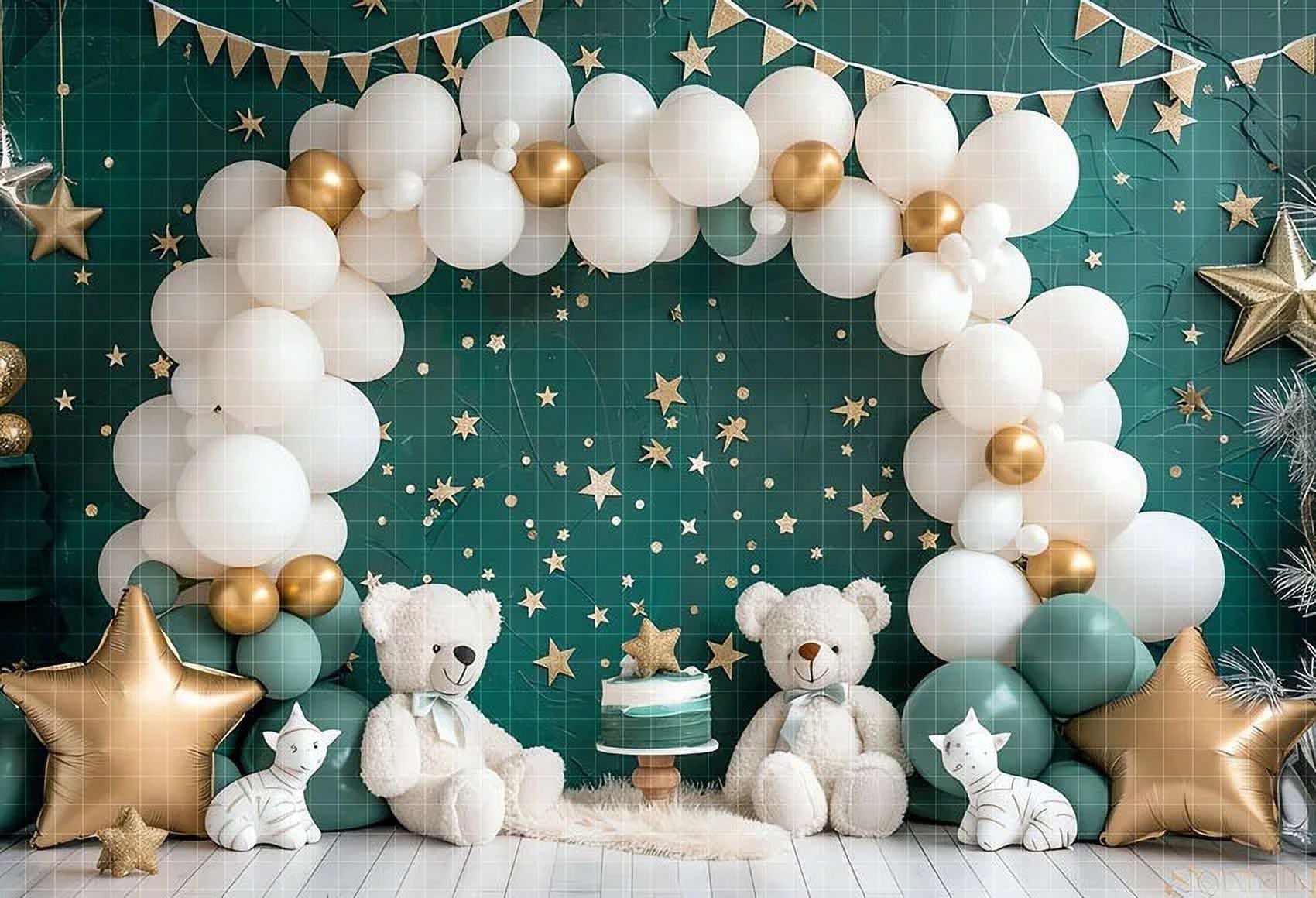 Dinosaur Mermaid Bear Balloon Kids Birthday Party Cake Smash Portrait r ...