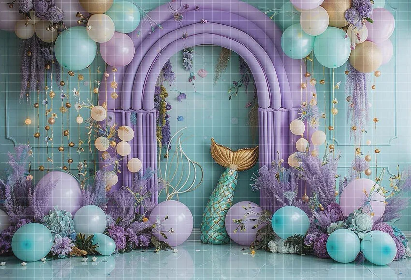 Dinosaur Mermaid Bear Balloon Kids Birthday Party Cake Smash Portrait r ...