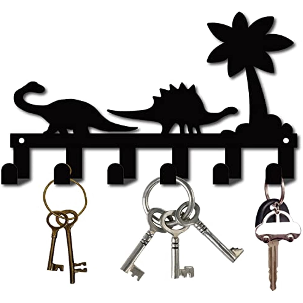 Dinosaur Metal Key Holder Black Key Hooks Wall Mount Hanger Decor Iron ...