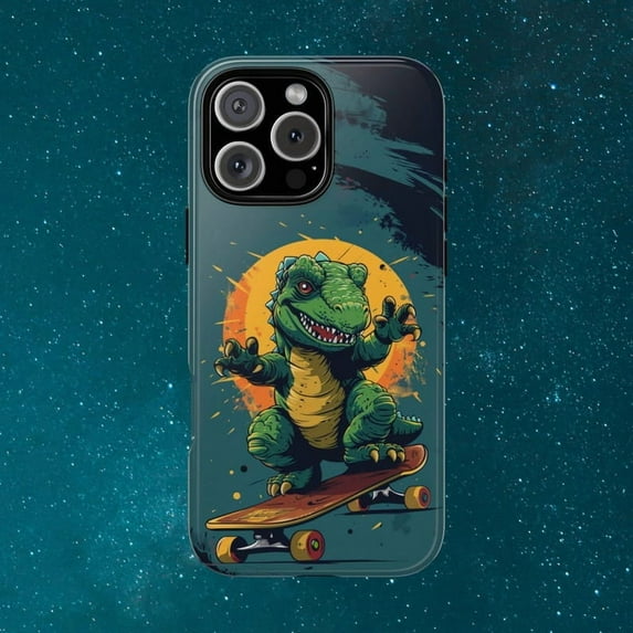 Dinosaur Mini Skateboard Green Cartoon Fun Design with iPhone 17 to 11 ...
