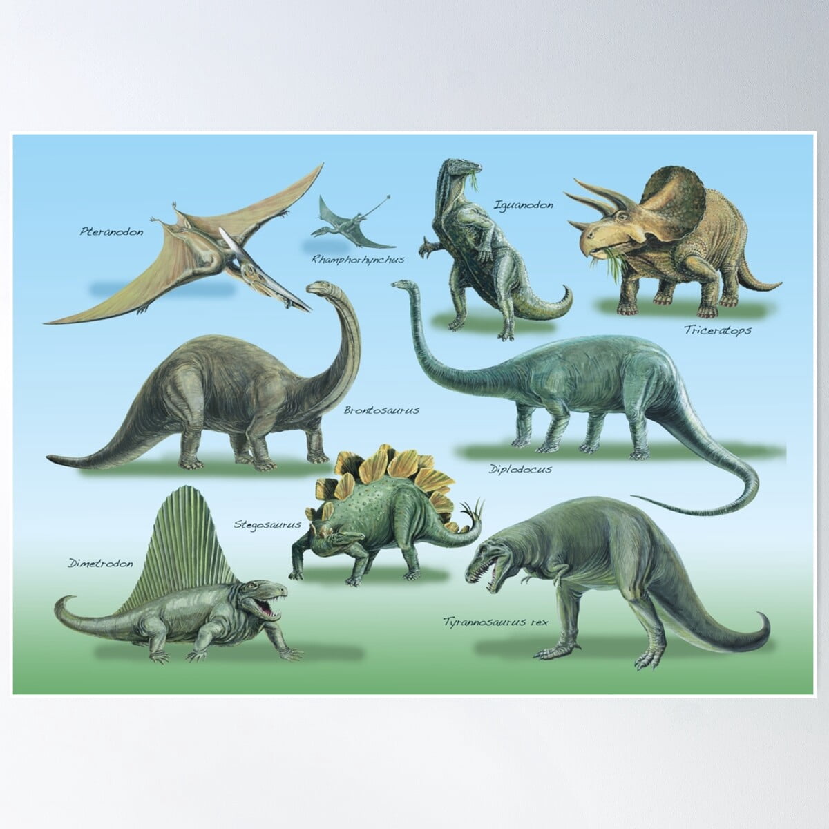 Dinosaur Montage Poster Wall Art, Modern Wall Decor For Living Room ...
