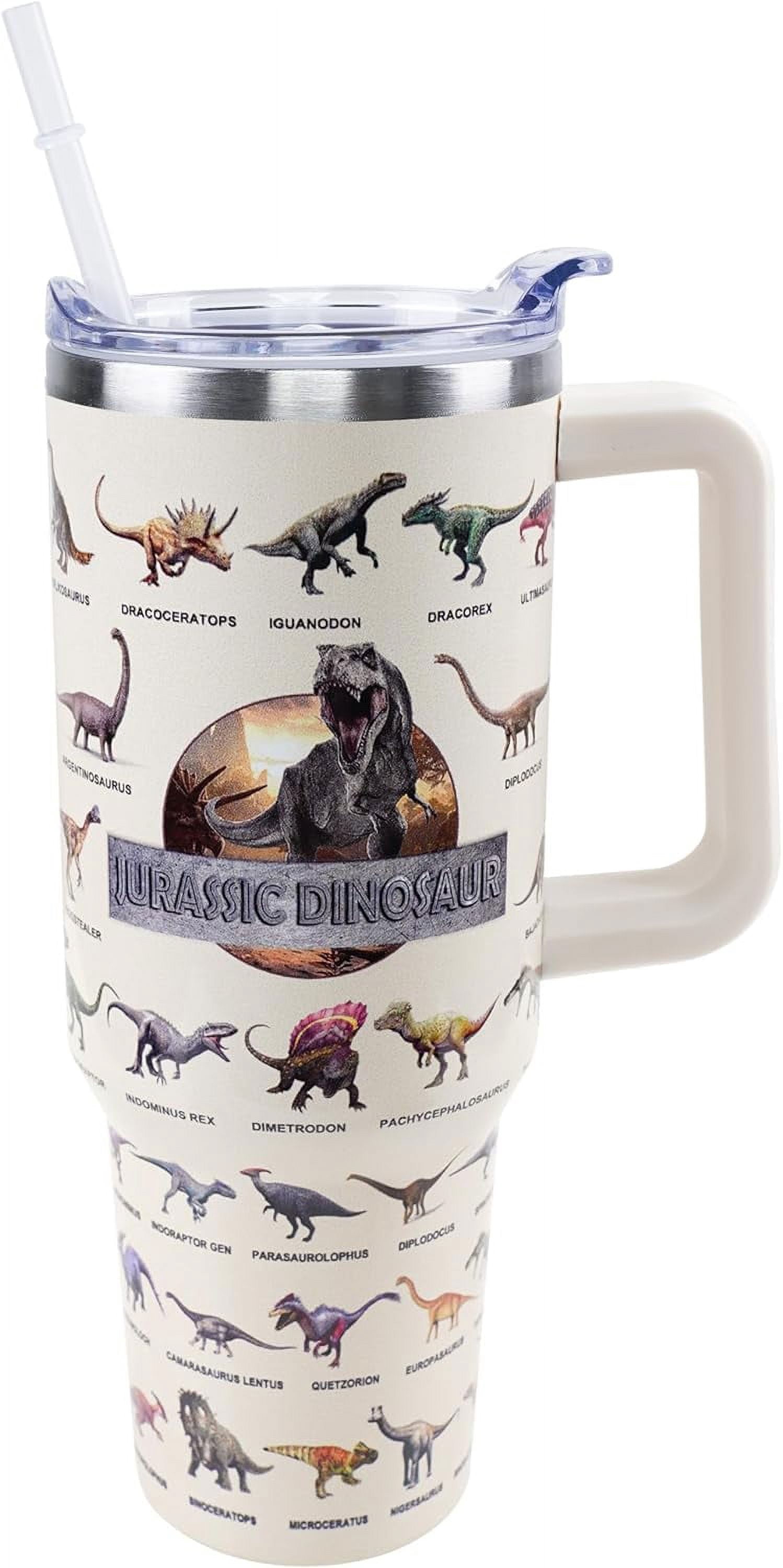 Dinosaur Mug 40 oz Tumbler with Handle and Straw Lid Leak Proof - 40 ...