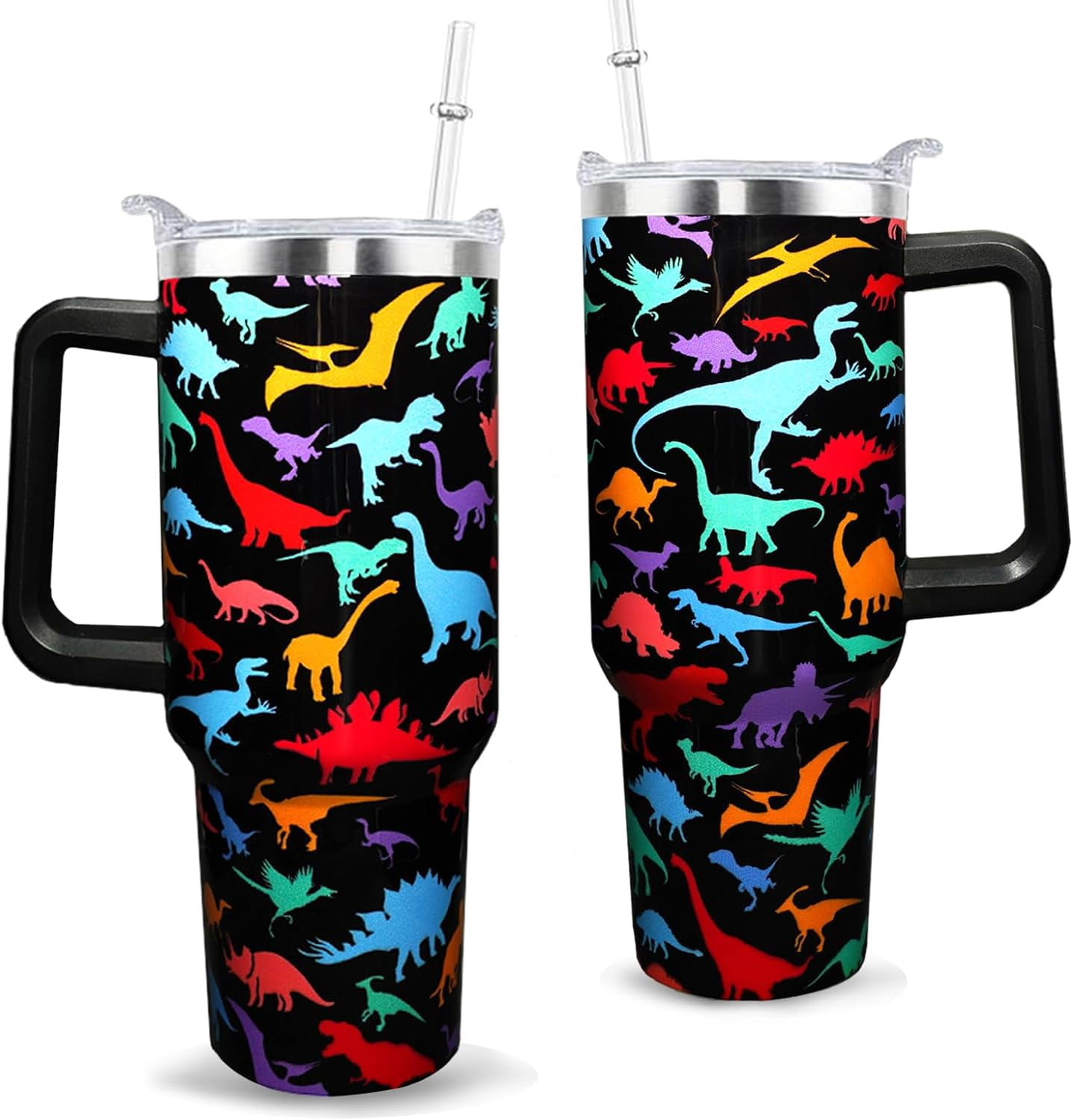 Dinosaur Mug 40 oz Tumbler with Handle and Straw Lid Leak Proof - 40 ...