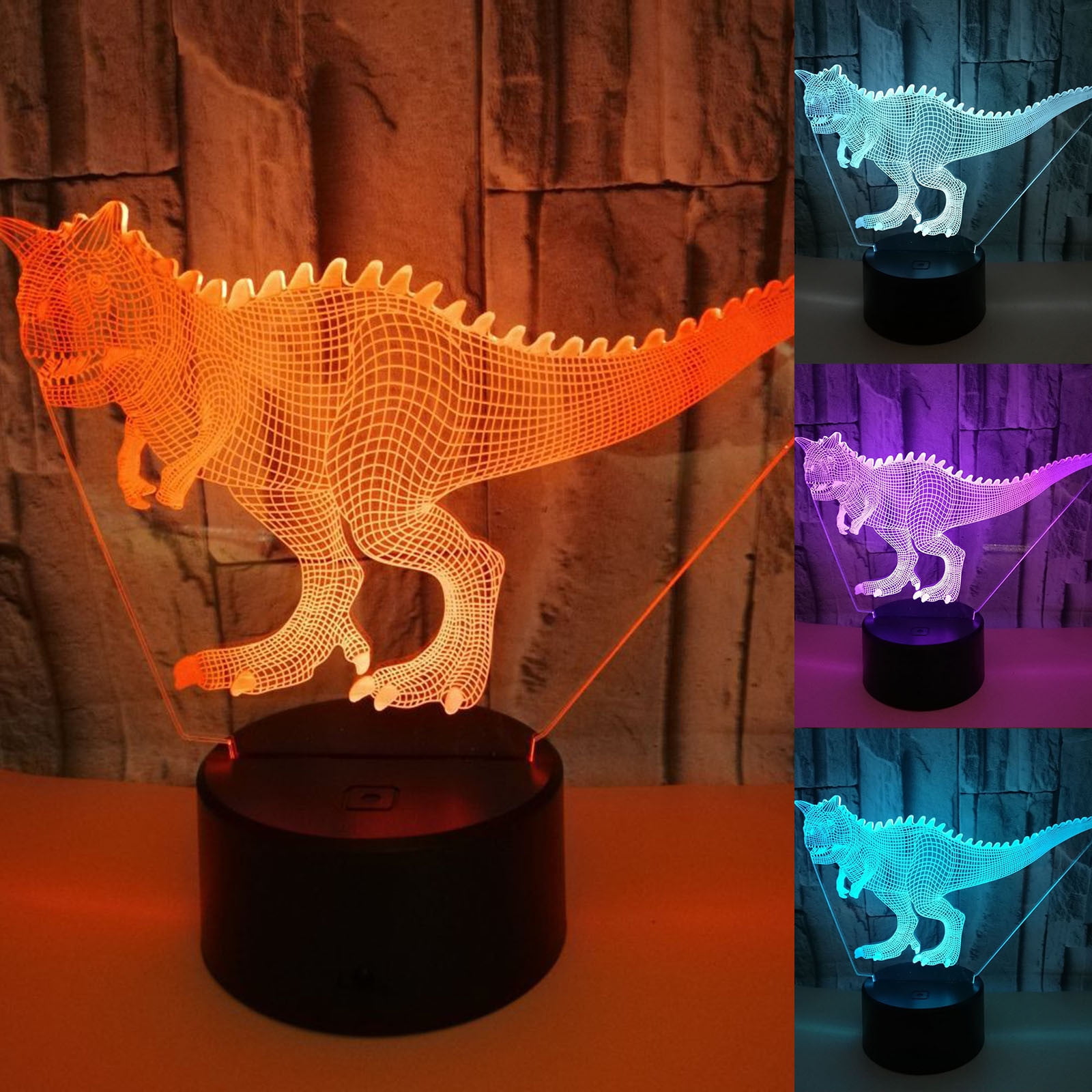 Dinosaur Night Light for Kids, 3D Illusion Table Desk Lamp Changing ...