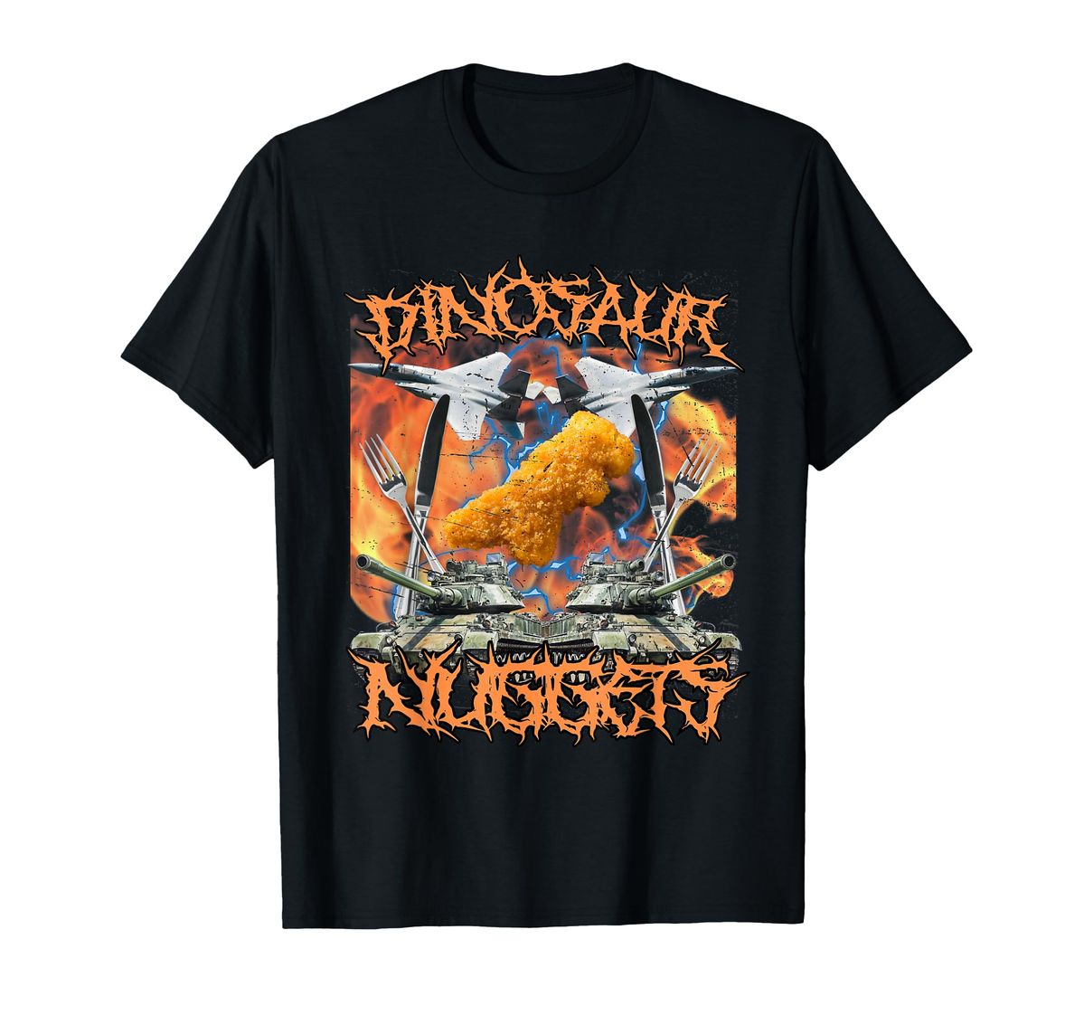 Dinosaur Nugget Warfare Tee, Bold Dino Nugget Battle Art Shirt with ...