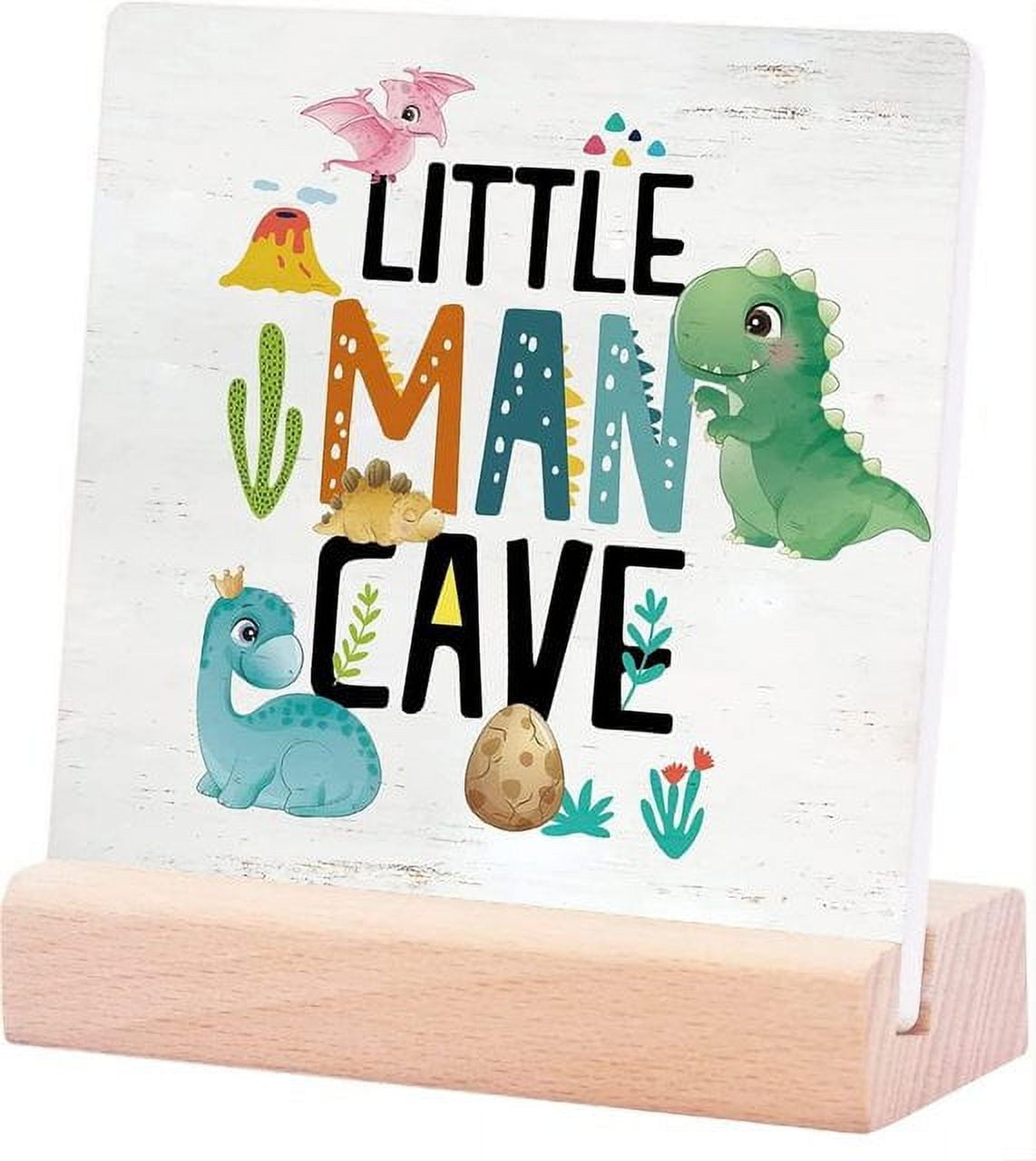 Dinosaur Nursery Little Man Cave Table Sign Plaque Baby Dinosaur Dino ...
