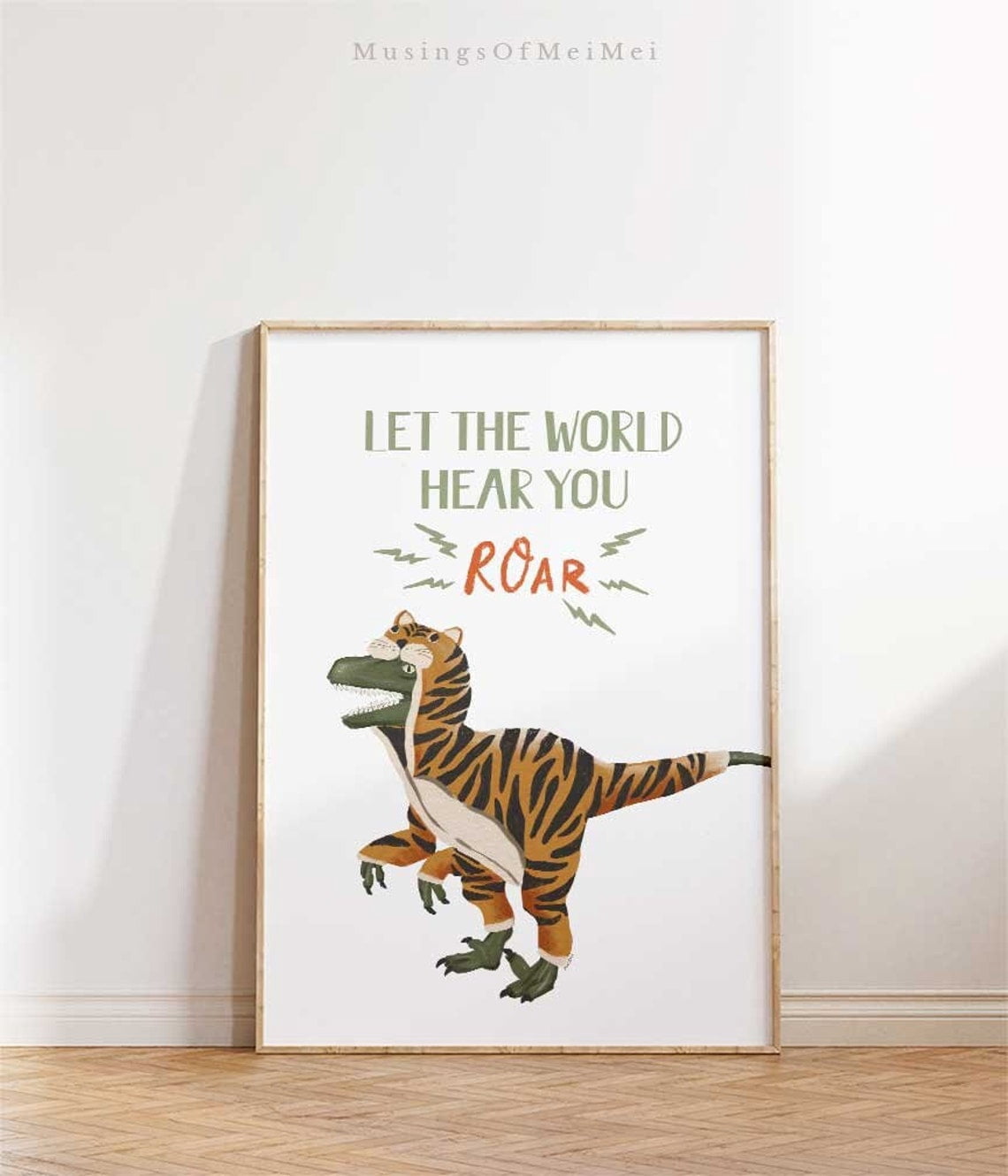 Dinosaur Nursery Wall Art Let The World Hear You Roar Room Decor Cute ...