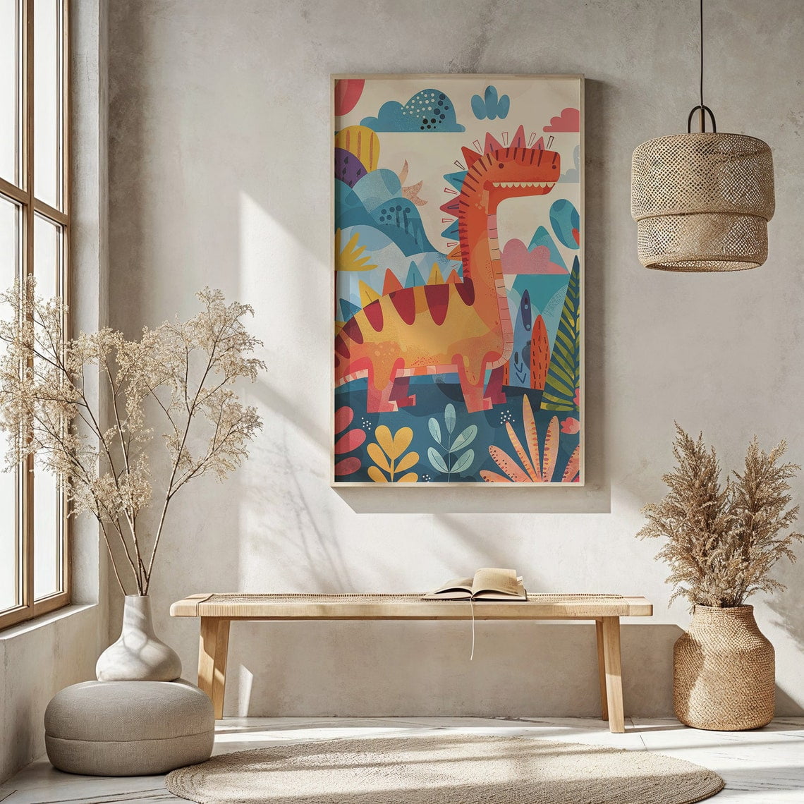 Dinosaur Nursery Wall Art Printable, Colorful Kids Dino Poster ...