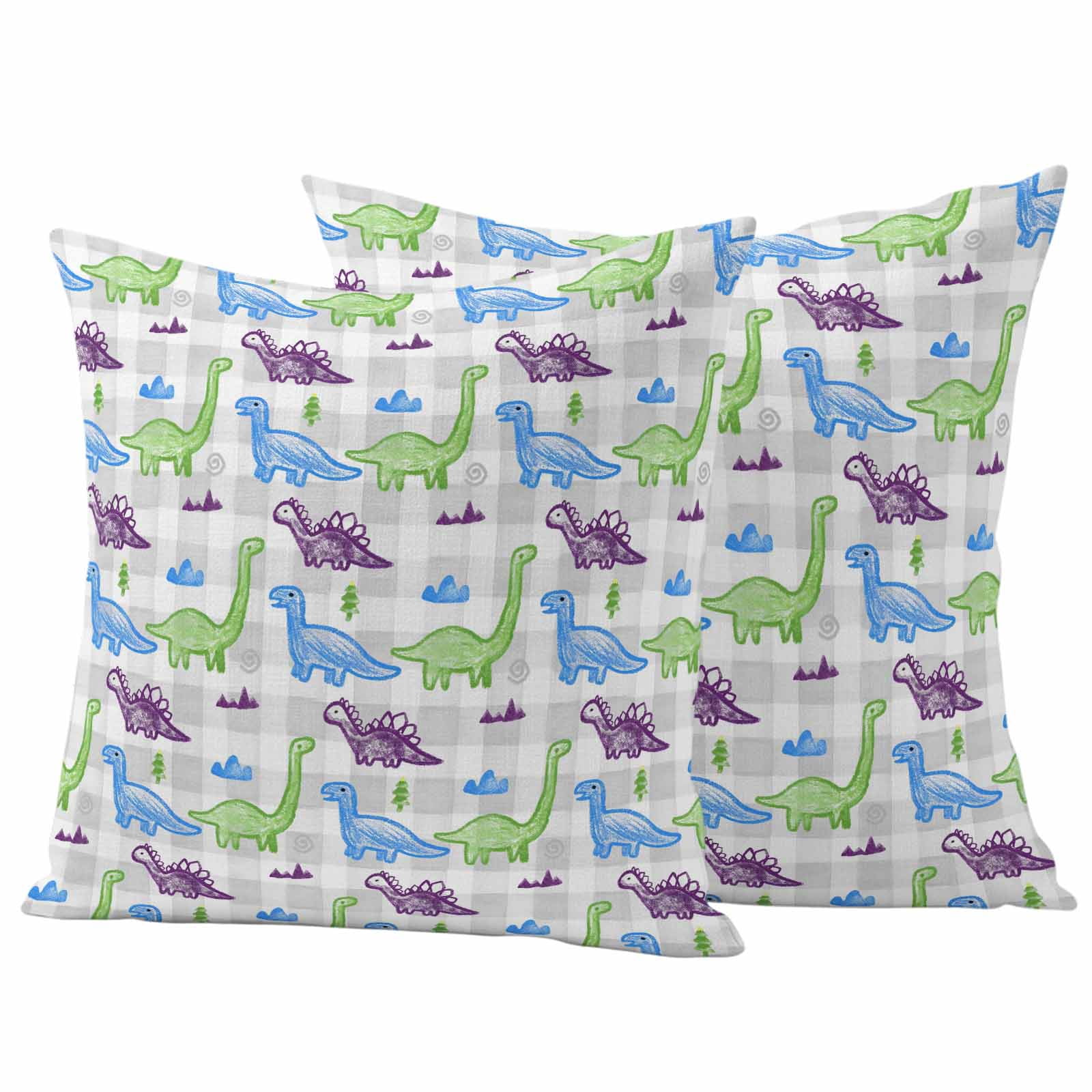 Dinosaur Outdoor Pillow Covers Set of 2 Cartoon Green Blue Purple ...