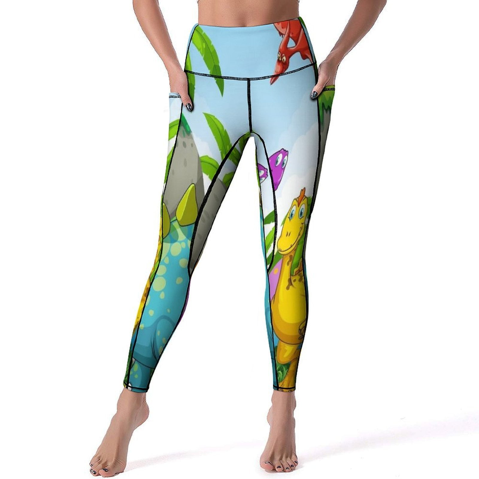 Dinosaur Palm Tree Leggings Jogger Pants Women's Tights Womens Leggings ...