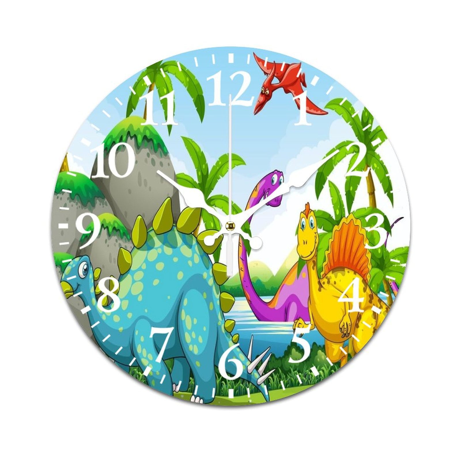 Dinosaur Palm Tree Wall Clock Modern Design Clocks Wall Hanging Home ...
