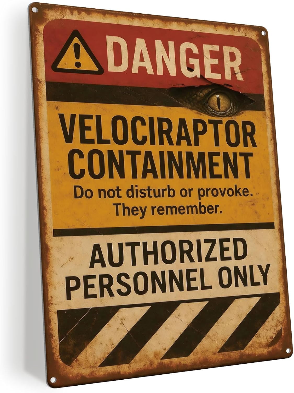 Dinosaur Park Velociraptor Warning Door Sign Authorized Personnel Only ...