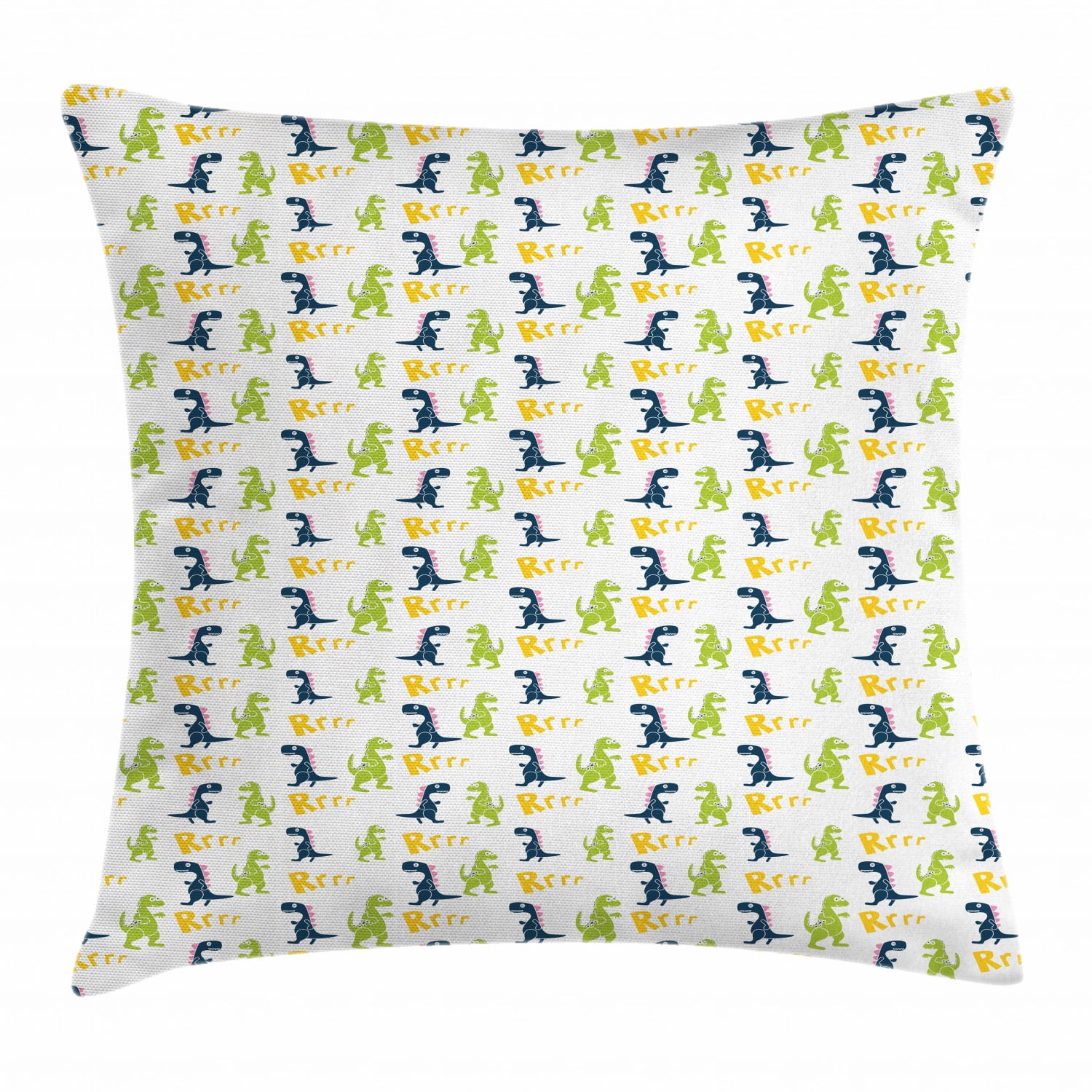 Dinosaur Party Throw Pillow Cushion Cover, Happy Cartoon Dino Reptile ...