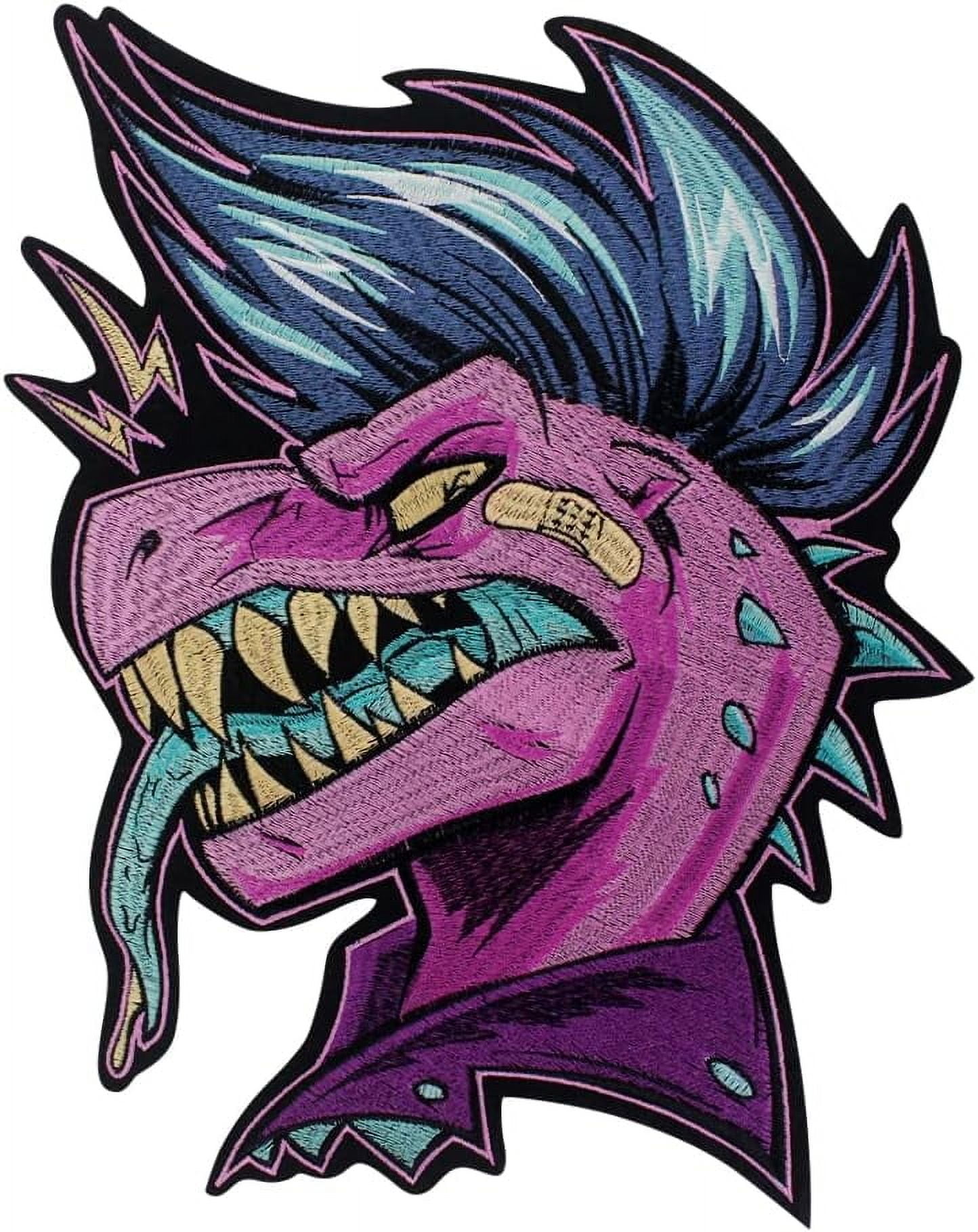 Dinosaur Patches Punk-Inspired T-Rex Embroidered Patch Iron on Patch ...