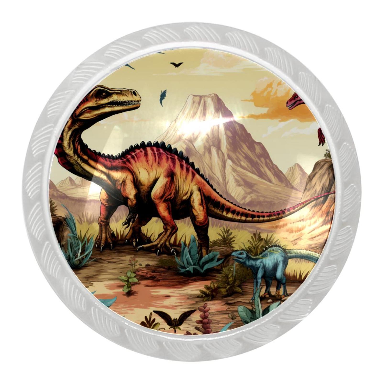 Dinosaur Pattern 4 PCS Cabinet Knob Drawer Knob Cabinet Hardware ...