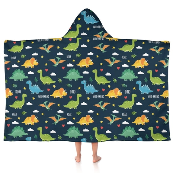 Dinosaur Pattern with Text Elements Hooded Bath Towel Wrap for Teens ...