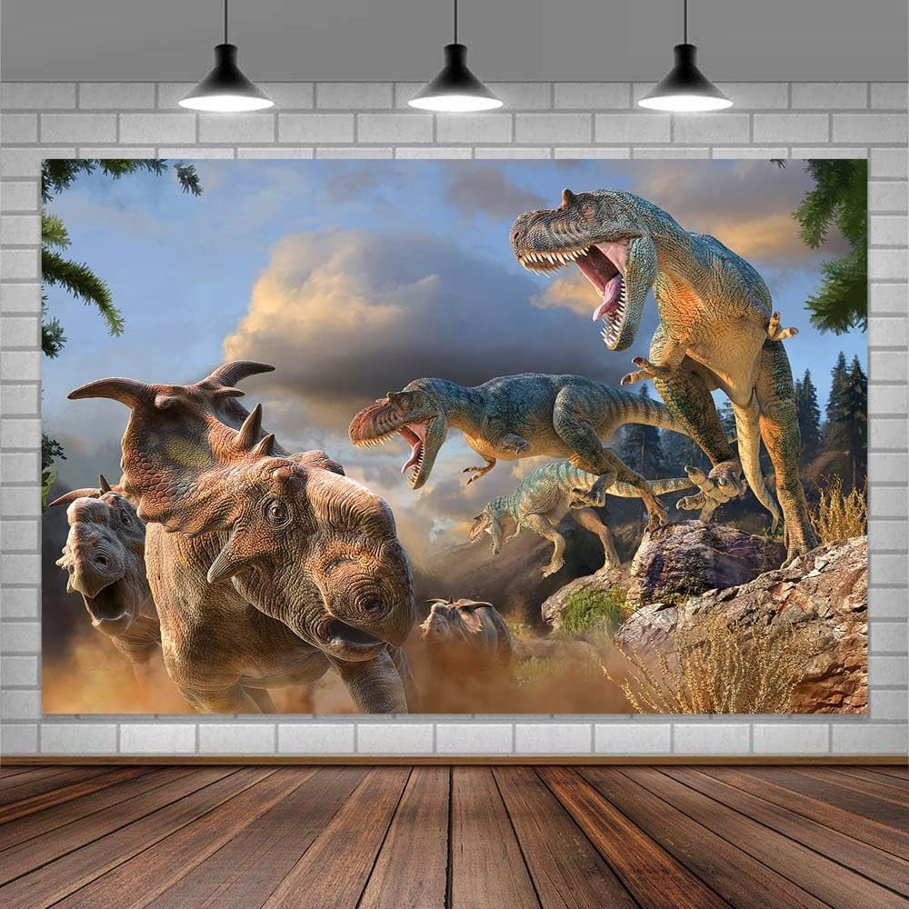Dinosaur Photography Backdrop, Jungle Dino Tropical Backdrop Fabric for ...