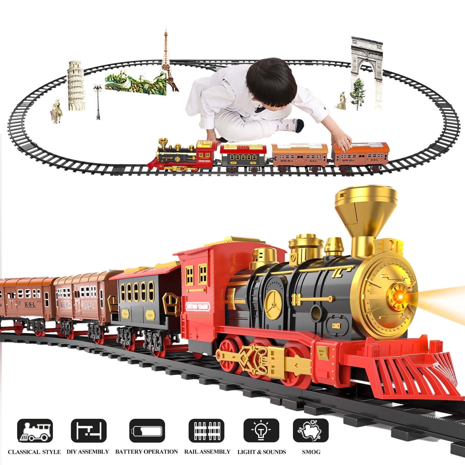 Dinosaur Planet Electric Train Toy Set Car Railway Tracks Steam ...