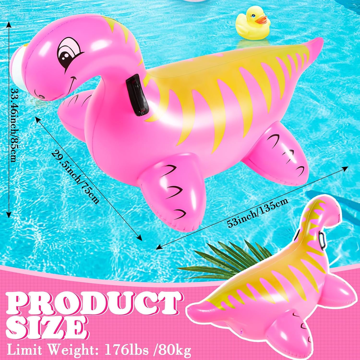 Dinosaur Pool Floats Ride On Inflatable Pool Floaties Easy Inflation ...