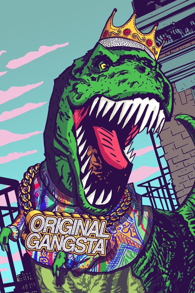 Dinosaur Poster T Rex Original Gangsta Dino for Kids Toddler Child ...