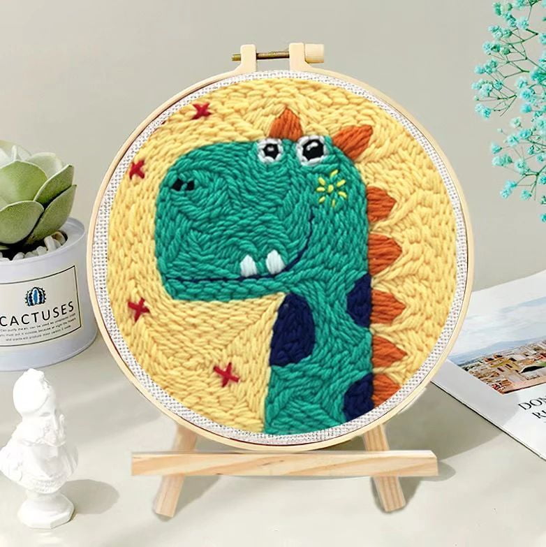 Dinosaur Punch Needle Kits Adults Beginner, Handcraft DIY Craft Hoop ...