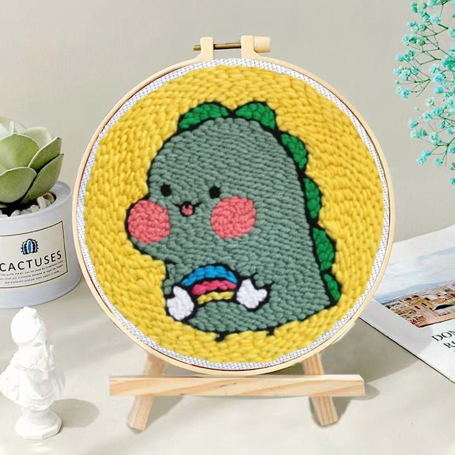 Dinosaur Punch Needle Kits Adults Beginner, Handcraft DIY Craft Hoop ...