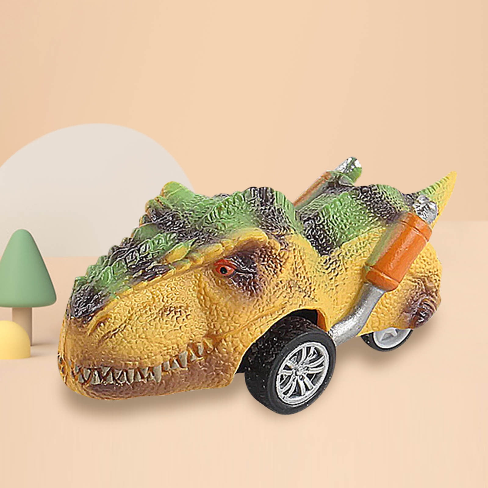 Dinosaur Push Pull Back Inertia Car Toy, No Battery Required Slide ...