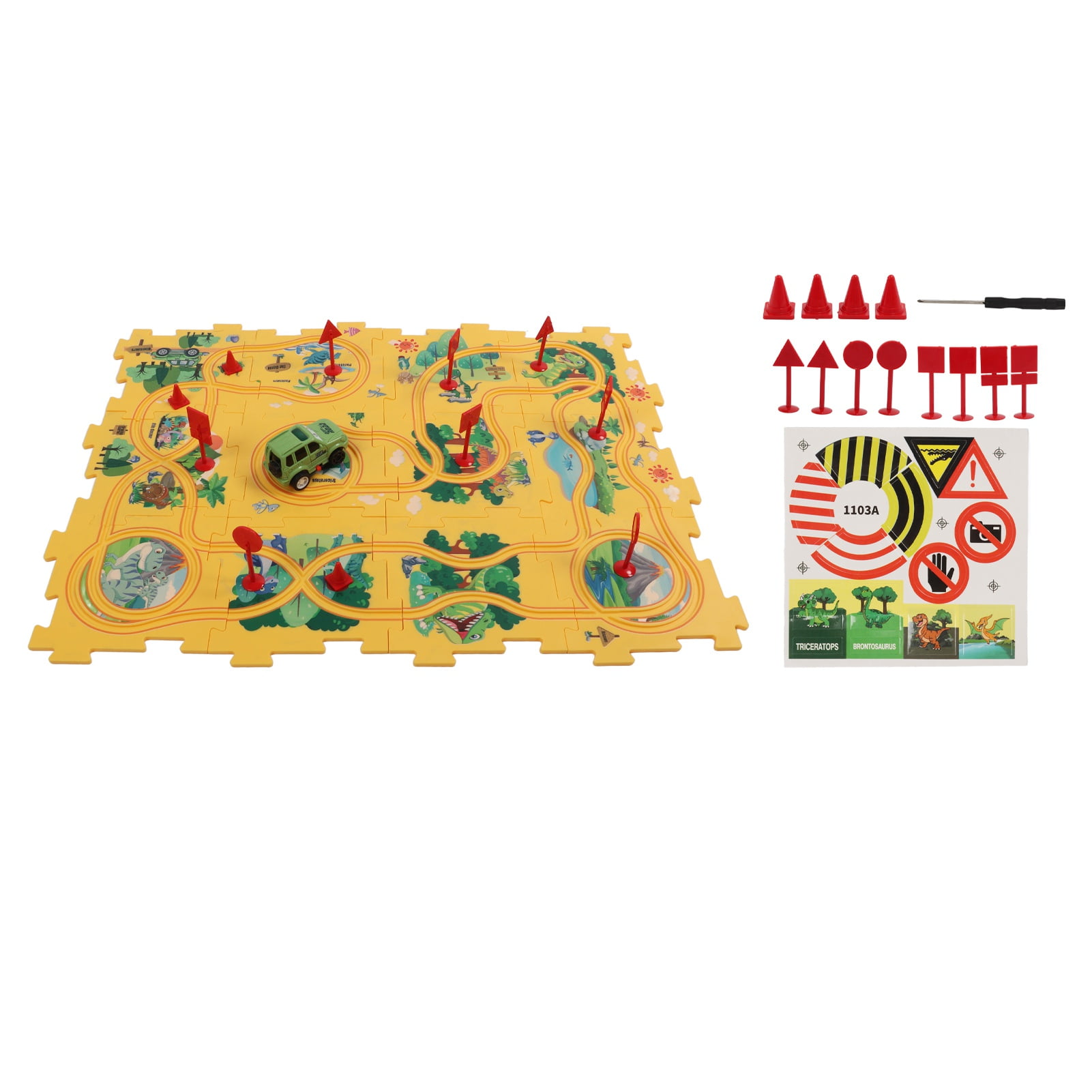 Dinosaur Puzzle Track Car Play Set DIY Assembling Develop Logical ...