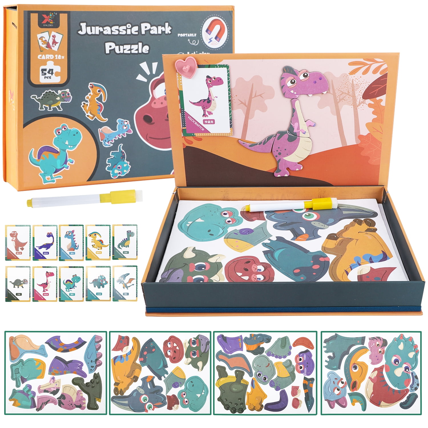 Dinosaur Puzzles Toy and Educational Toys Art Easel Animals Wooden ...