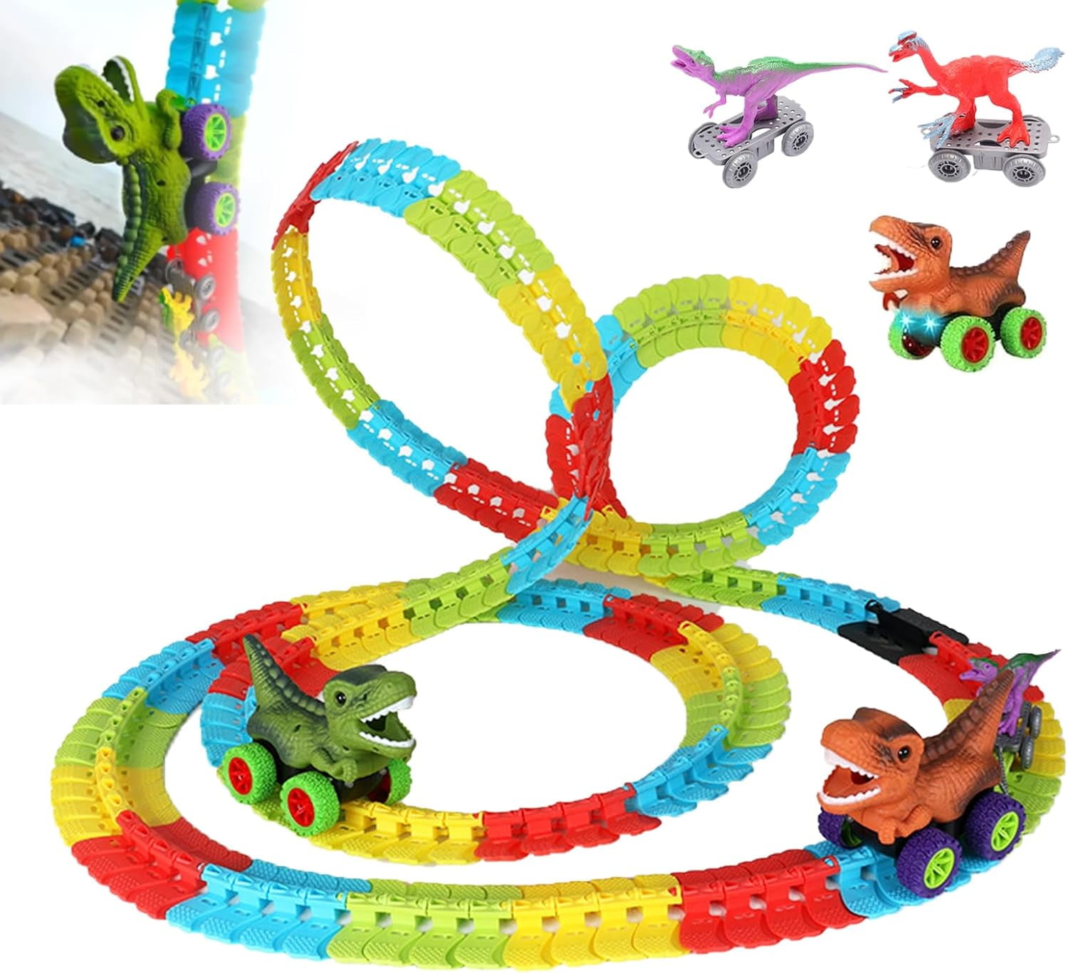 Dinosaur Race Track Set, Flexible Race Track, The Anti-Gravity Dinosaur ...