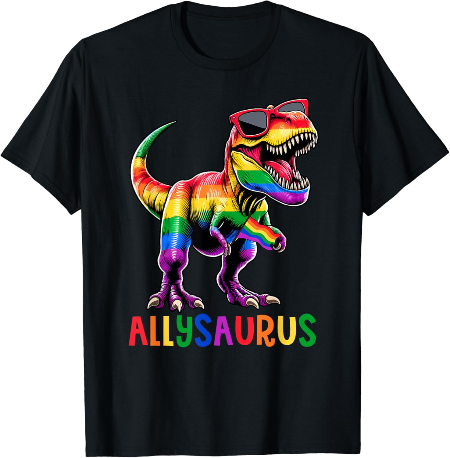 Dinosaur Rainbow Flag Ally LGBT Allysaurus LGBT Pride T-Shirt - Walmart.com