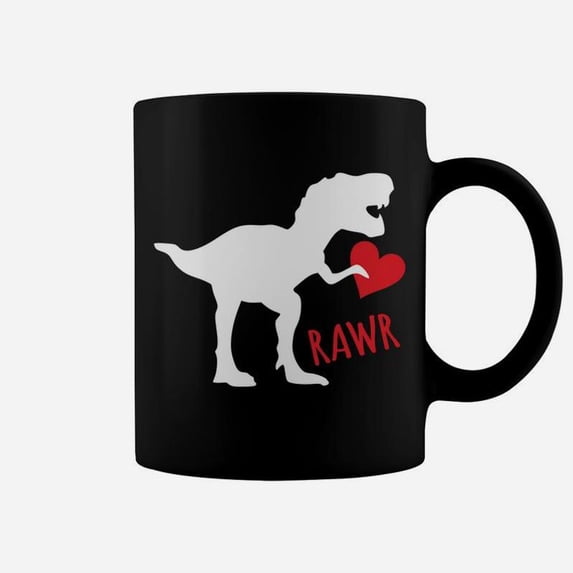 Dinosaur Rawr Happy Valentines Day Red Heart Coffee Mug - Walmart.com