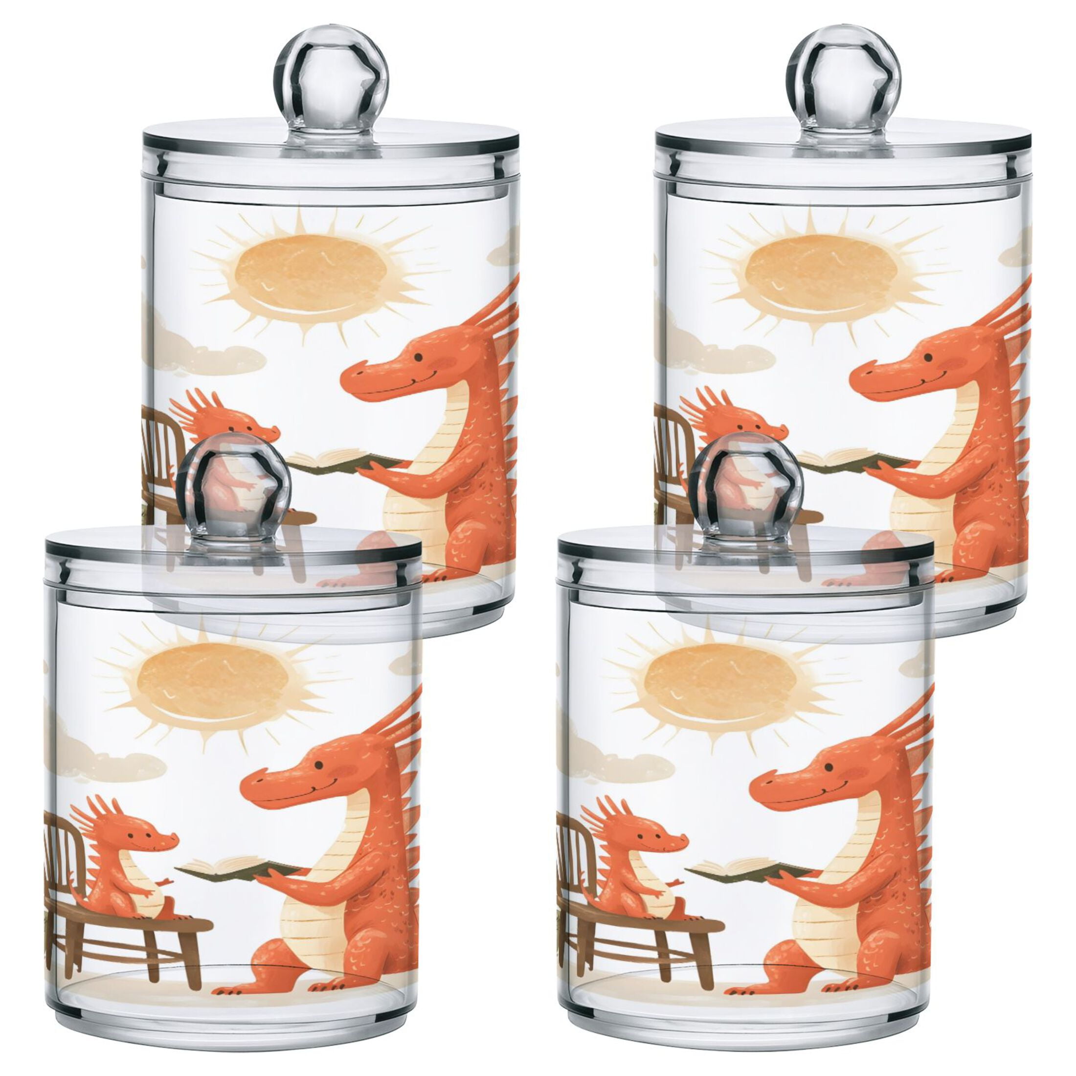 Dinosaur Reading Book Mothers Day Translucent Plastic Cans Storage ...