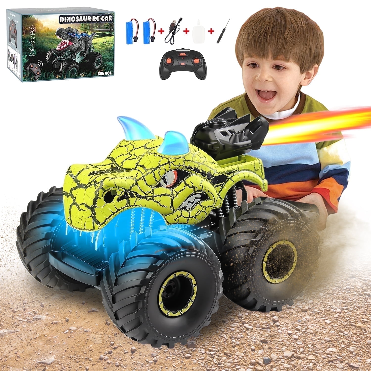 Dinosaur Remote Control Car, 2.4GHz Monster Trucks Dinosaur Toy Car ...