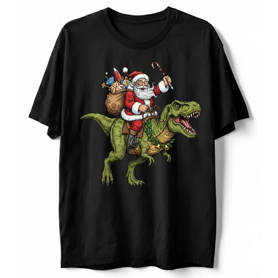 Dinosaur Rider Funny Holiday T-Rex Candy Cane Celebration Humor Unisex ...