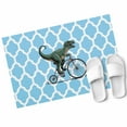 Dinosaur Riding Bike Door Mat Vintage Pastoral Blue Texture Non Slip ...